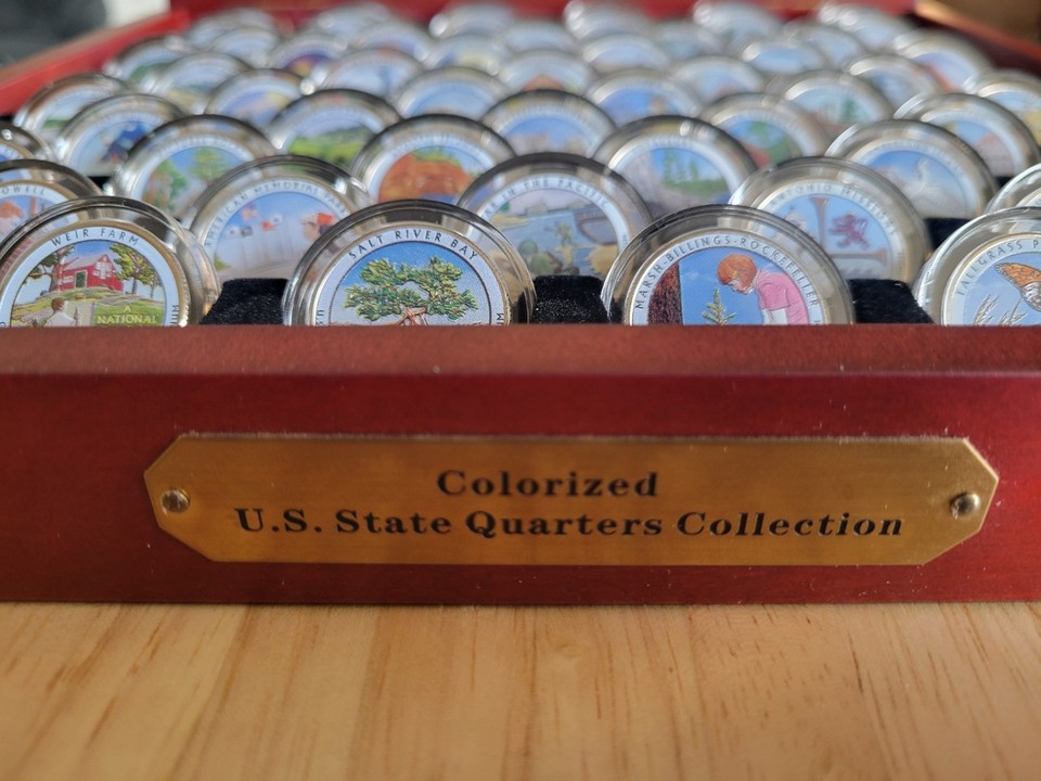 P.C.S. Complete Set 56 Colored State Quarters Collection In Wood ...