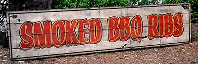 Smoked BBQ Ribs Sign - Rustic Hand Made Vintage Wooden Sign (HUGE) | eBay
