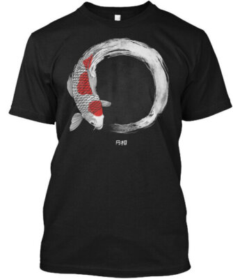 Koi Fish White Enso T-Shirt Made in the USA Size S to 5XL | eBay