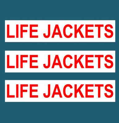 LIFE JACKETS DECAL STICKER SET X3 MARINE BOAT SAFETY WARNING REGULATION ...