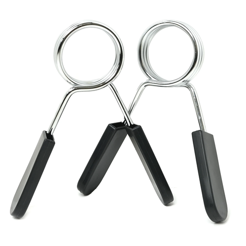 PRCTZ 2 Inch Olympic Barbell Spring Collar 2-Pack, Chrome & Black ...