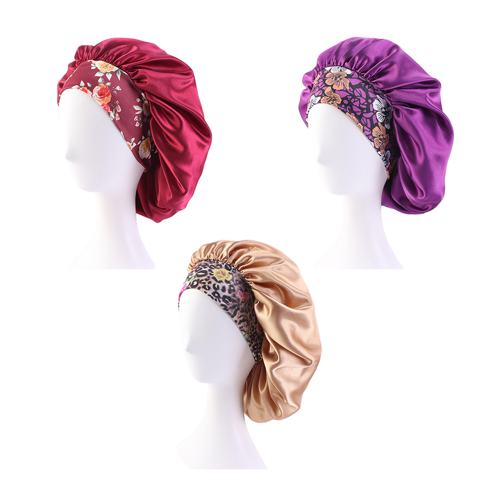 3pcs Hair Bonnet Hat Hairstyle Breathable Shower Women Girls Adjustable ...