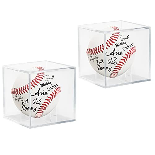 2 Pack Acrylic Baseball Display Case Baseball Cube Box Memorabilia ...