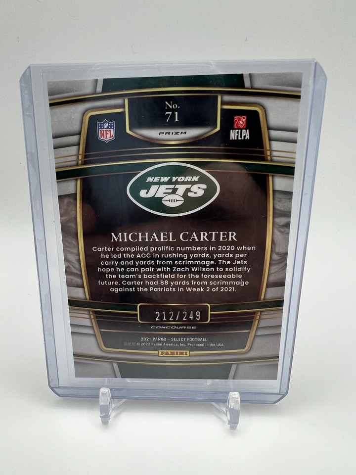 2021 Panini Select Michael Carter Tri-Color Prizm RC /249 New York Jets ...