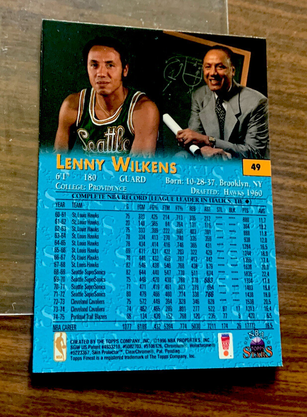 Lenny Wilkens 1996-97 Topps Stars #49, Seattle SuperSonics NBA HOF’er | eBay