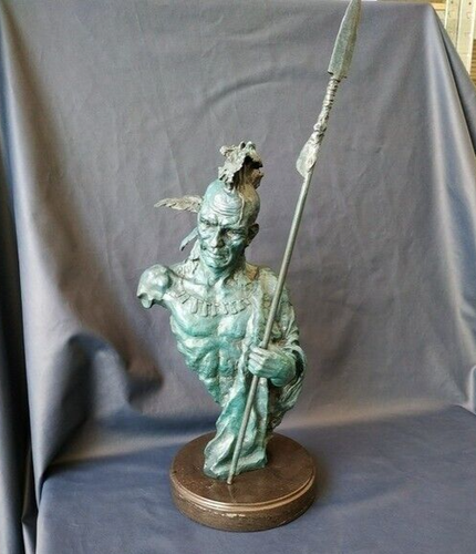 Indian Bust Native American Geronimo Chief Spear Bronze Statue ...
