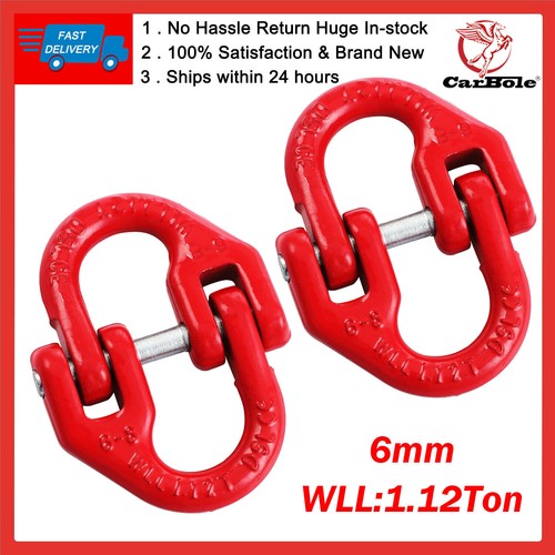 2x 6mm WLL 1.12T HammerLock Chain Connector Connecting Link 4X4 coupler ...