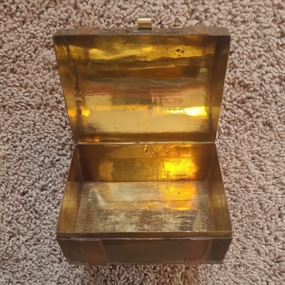 Vintage Copper and Brass Half Round treasure, trinket, storage chest ...