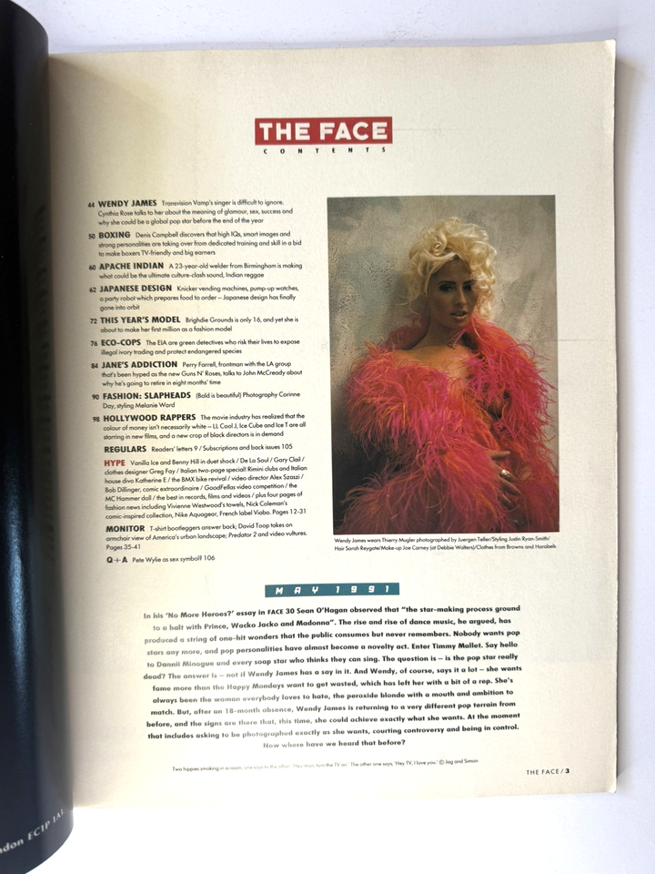 The Face Magazine | May 1991 | Wendy James, Transvision Vamp | Jane's ...