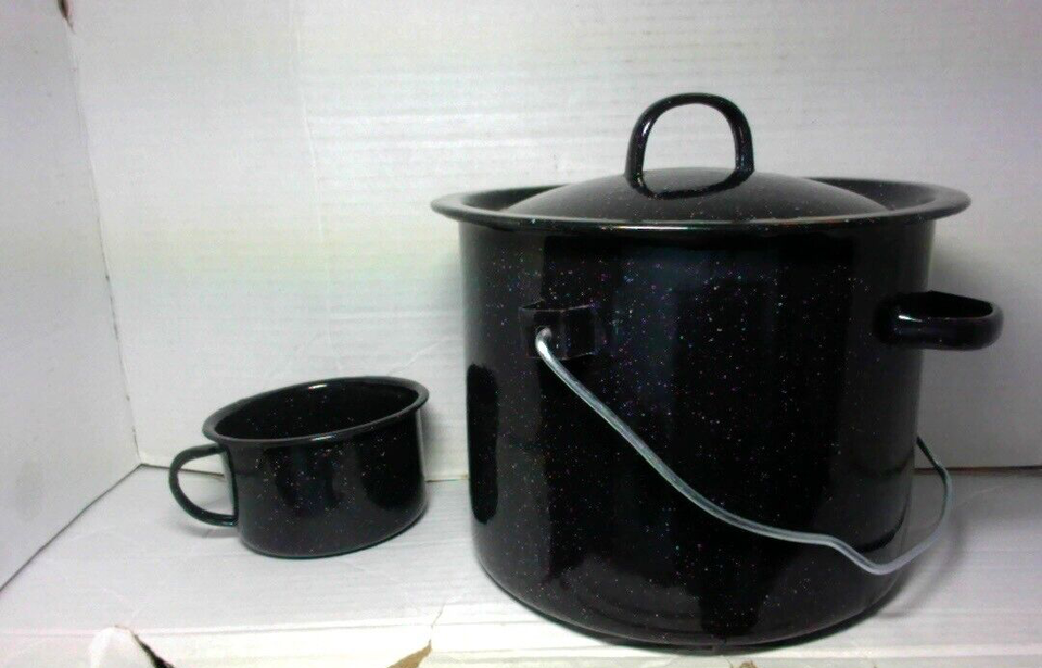 Vintage 11 Piece Speckled Enamelware Camping Cookware Set | eBay