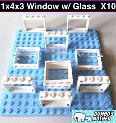 Lego White Window 1x4x3 Window with Glass Wall House Building NEW X10 ...