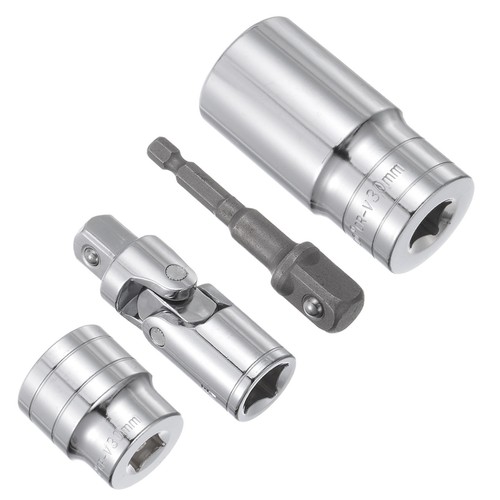 Impact Socket Adapter Set 30mm Socket Universal Joints 1/4" Hex Shank ...