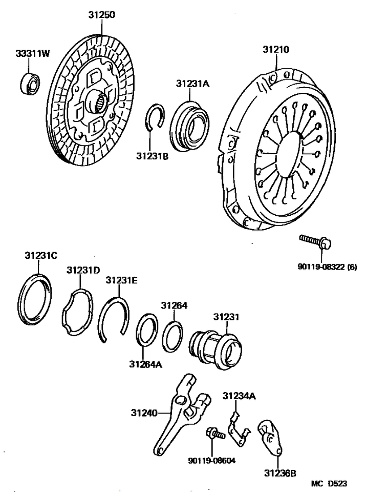 Toyota JZA70 Supra JZX100 Genuine FORK ASSY CLUTCH RELEASE FORK SUB ...
