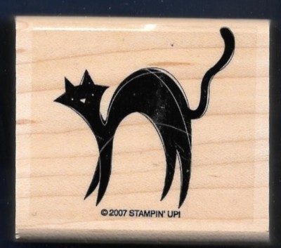 CAT HUNCHED BACK Siamese Art Design 2007 STAMPIN' UP! wood AUTUMN ...