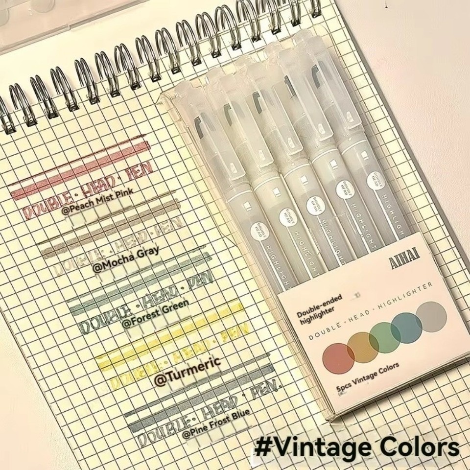 5 Colors/Set Double Unique Window Tip Highlighter Pen Journal Pen ...