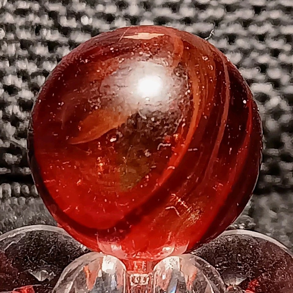 Akro Agate Oxblood Snake Corkscrew Marble. Uv Active .67" Near Mint ...