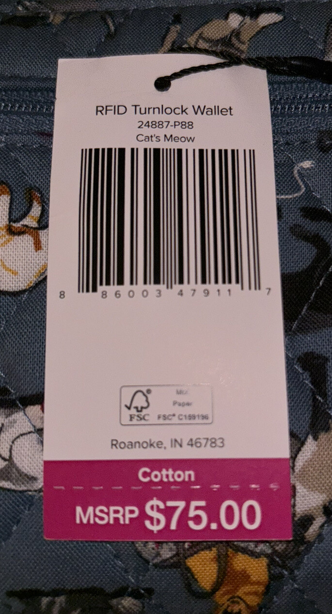 Vera Bradley RFID Turnlock Wallet Cats Meow NWT | eBay
