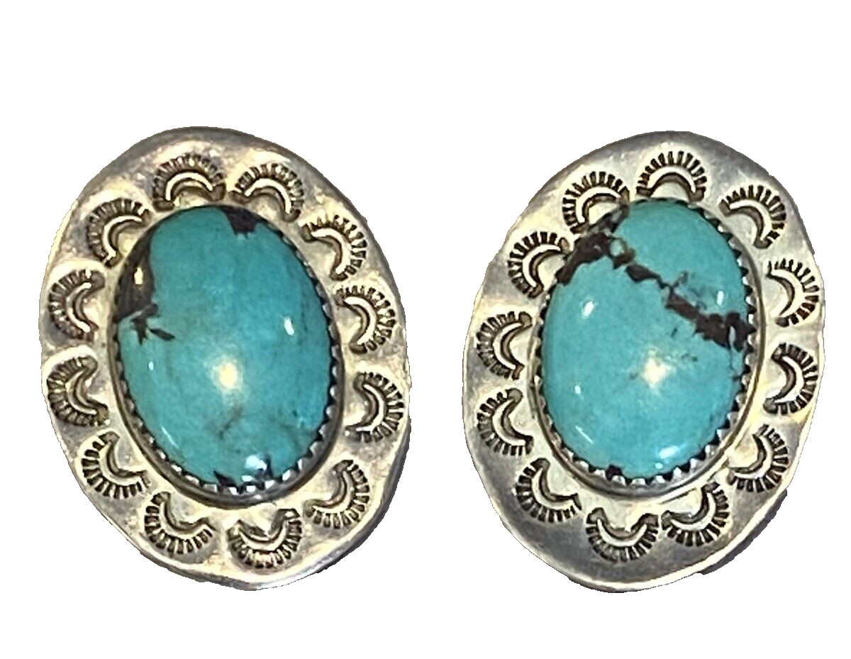 ALICE PLATERO NATIVE NAVAJO STERLING Turquoise Hand S… - Gem