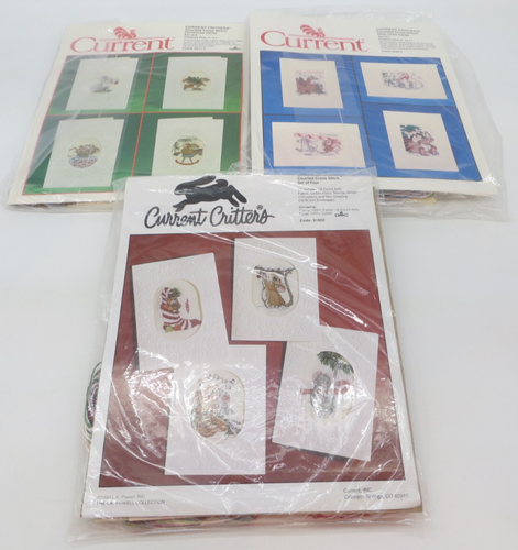 Cross Stitch Kits Current Critters Christmas Card lot of 3 Kits 12 ...