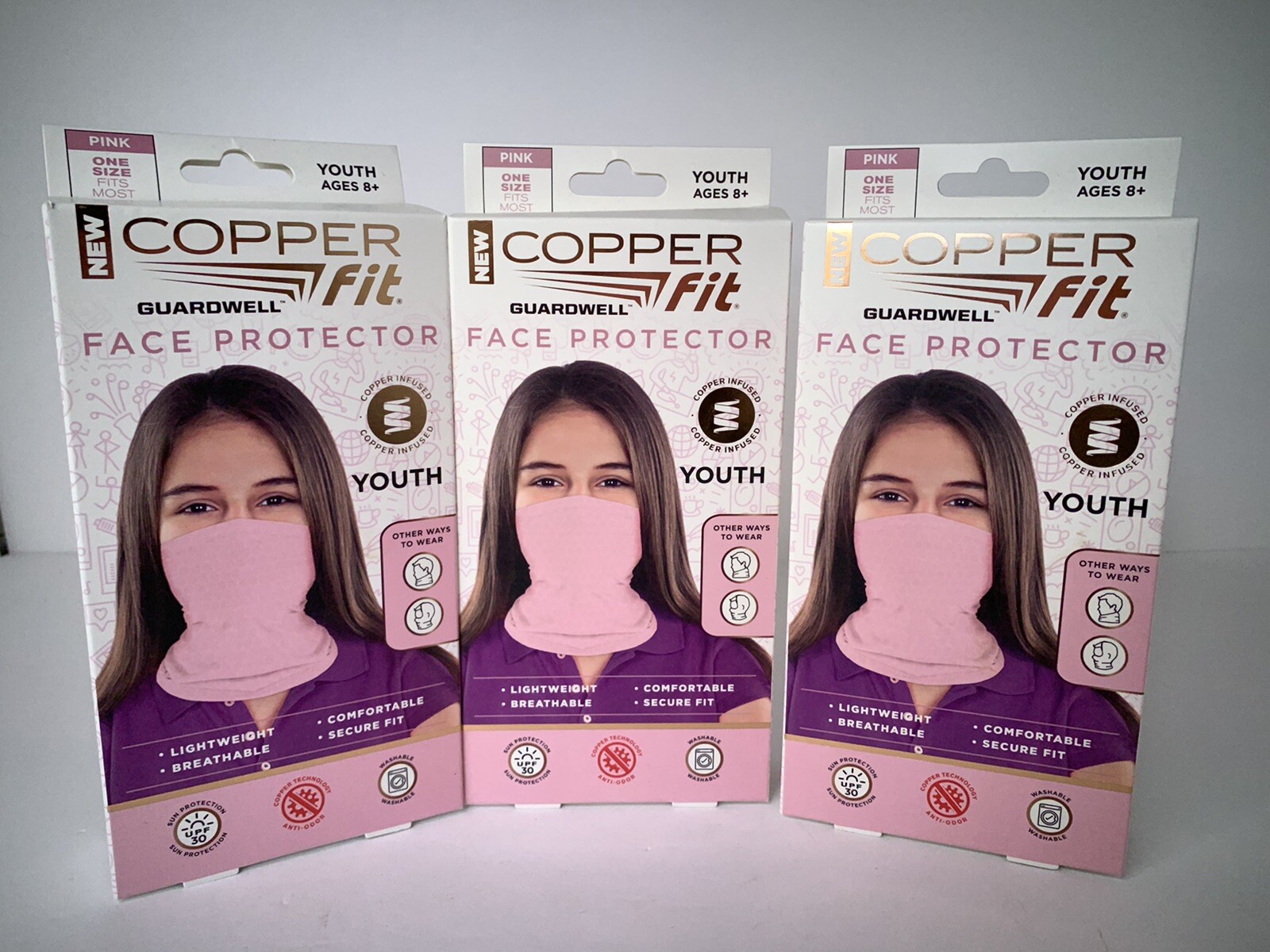 Copper Fit Guardwell Face Protector Youth Mask Pink BRAND *NEW* IN BOX ...
