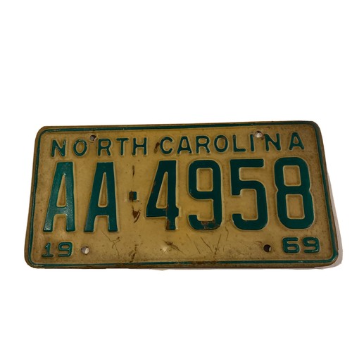 1969 north carolina license plate AA-4958 Vintage | eBay