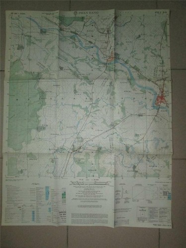 SPECIALE PHAN RANG BASE AEREA dettagliata 1971 Vietnam Mappa in scala 1 ...