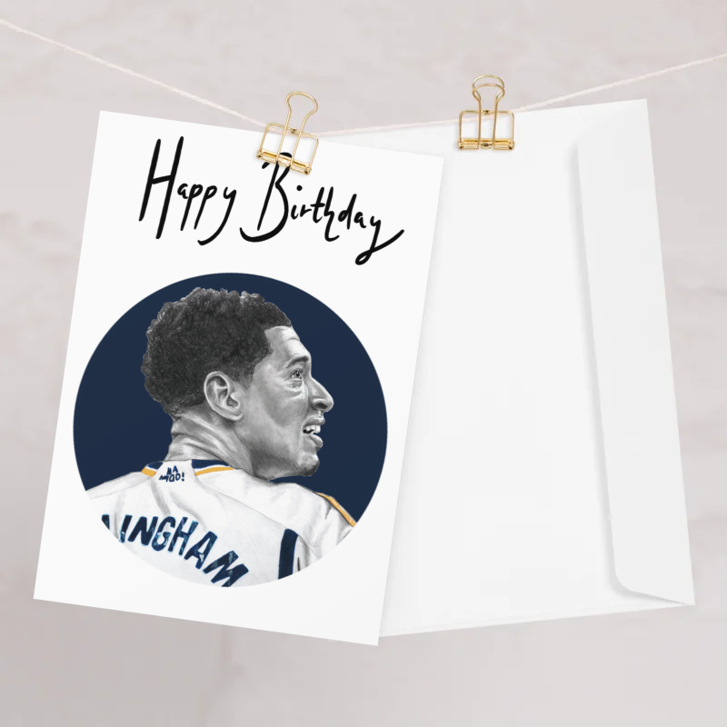 Drawing of Jude Bellingham Birthday Card A5 Size Handmade HAMMER CARD ...