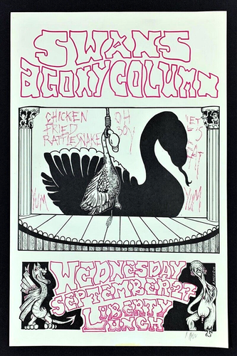 Swans Concert POSTER Agony column 1989 Signed R Malice Liberty Lunch ...