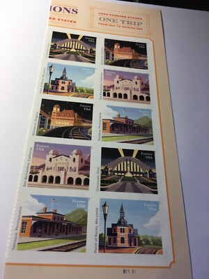 U. S. Forever Stamp Plate Block SC 5762 Railroad Stations PL B11111 MNH ...