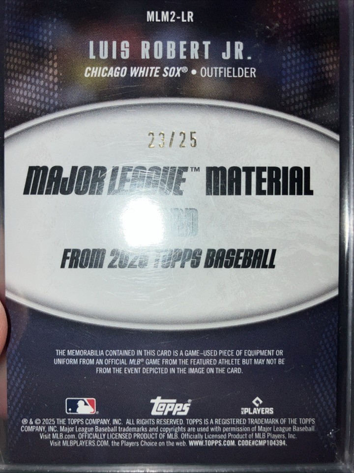 Luis Robert Jr Major League Material Topps 2025 23/25 | eBay