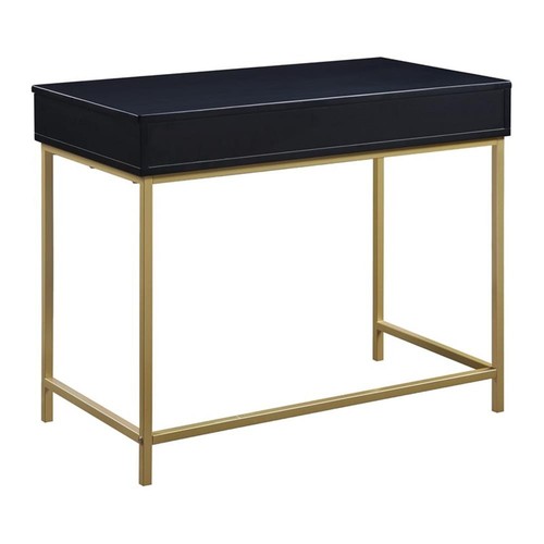 Modern Life Desk in Black Finish With Gold Metal Legs | eBay