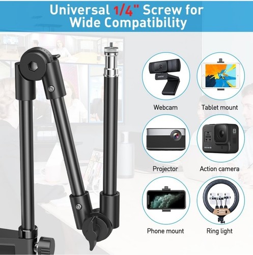 Webcam Stand Camera Mount with Phone Holder, 22" Foldable Flexible ...