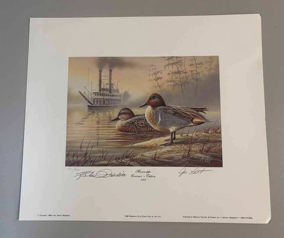 1992 Mississippi State Duck Stamp Print Governor's Edition by Joe Latil ...