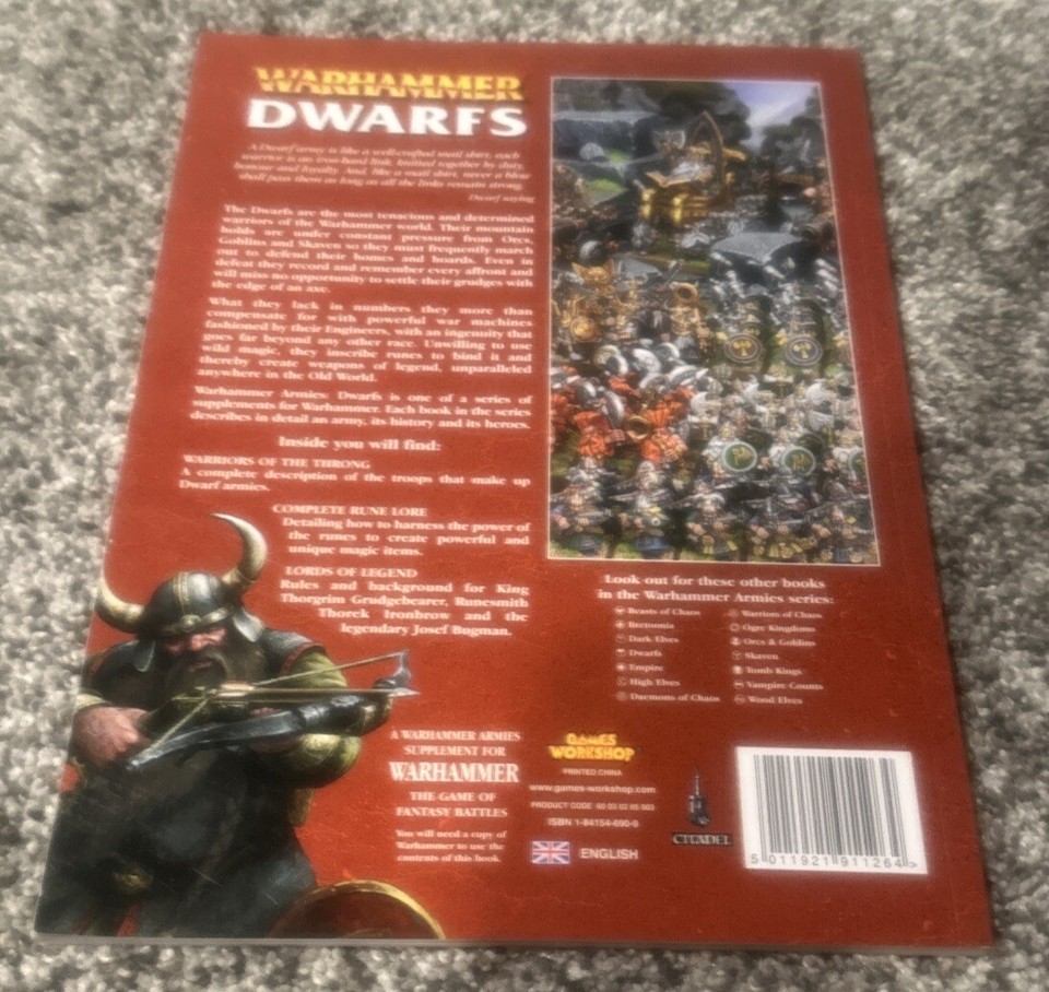 WFB Warhammer Dwarfs Army Rule Book 7th Edition Games Workshop | eBay