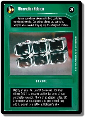 SWCCG: Observation Holocam [Ungraded] Premiere SW Star Wars CCG ...