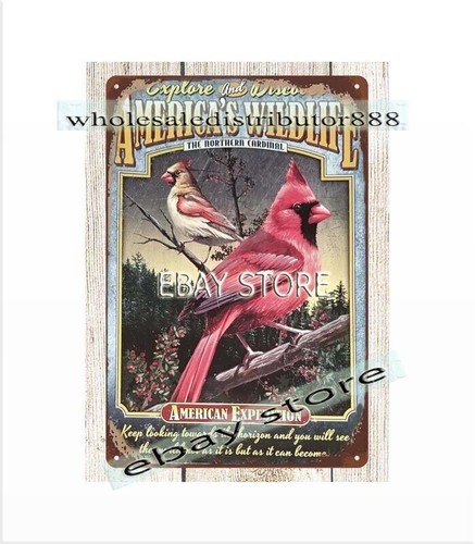 American Wildlife northern cardinal birds metal tin sign mancave ...