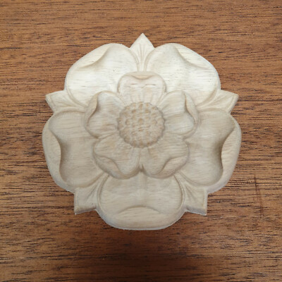 100mm Tudor Rose Yorkshire Rose Carved Onlay Applique Cabinet Fireplace ...