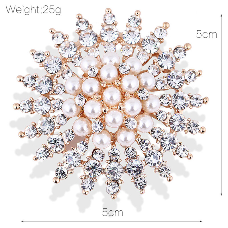 Rhinestone Flower Brooches Pearl Classic Brooch Pins Women Jewelry ...