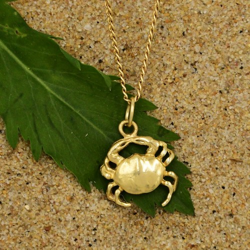 14k Yellow Gold Crab Curb Link Chain Beach/Nautical Necklace 18 1/4" | eBay