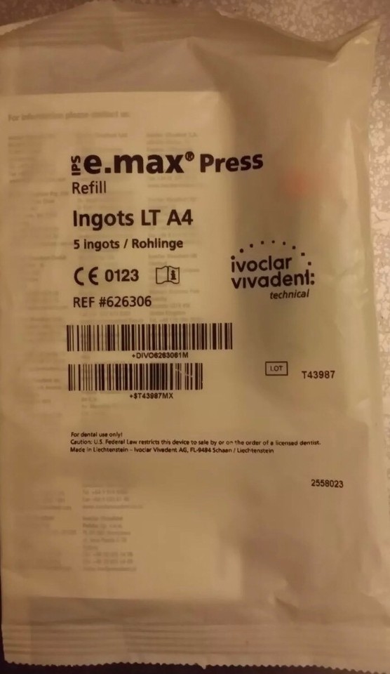 Ivoclar IPS Emax Press 5 Ingots LT-A4 e-max 626306 | eBay