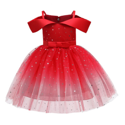 Children Princess Mesh Dresses Sleeveless Spaghetti Strap Star Sequin ...