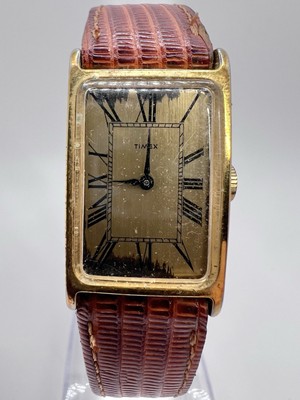 Vintage 1976 Rare Gold Tone Tank Timex Mens Watch Roman Elegant For ...