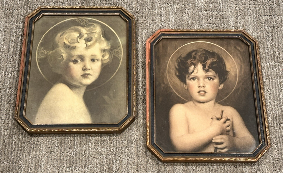 BOSSERON LIGHT OF WORLD CHILD JESUS & ST JOHN BAPTIST PRINTS Frames Lot ...