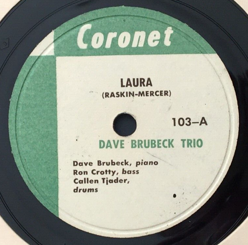 DAVE BRUBECK TRIO FIRST RECORD LAURA / INDIANA 1949 CAL TJADER RON ...