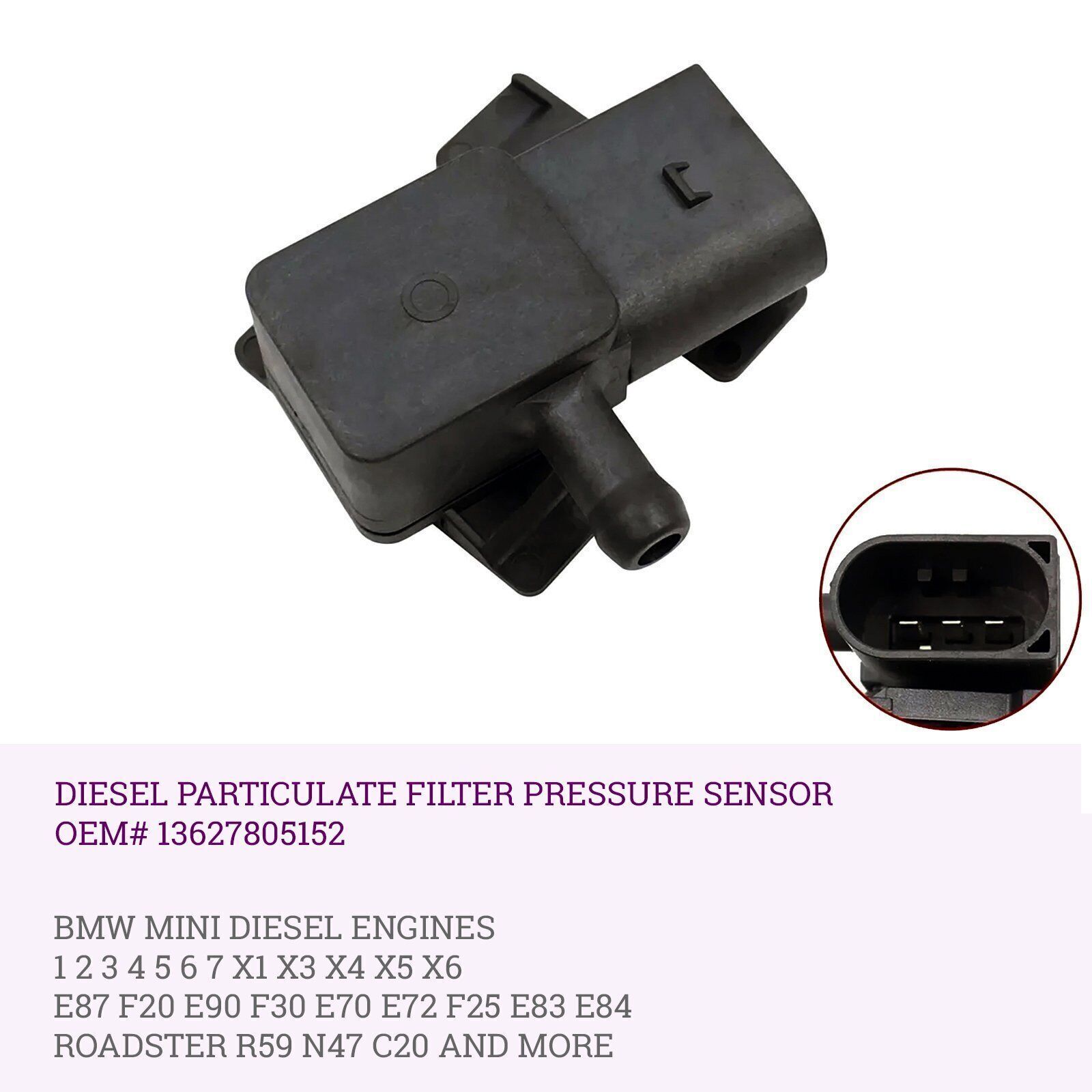 for BMW MINI Cooper Exhaust Pressure Sensor E87 F20 E90 F30 X3 X5 DPF ...