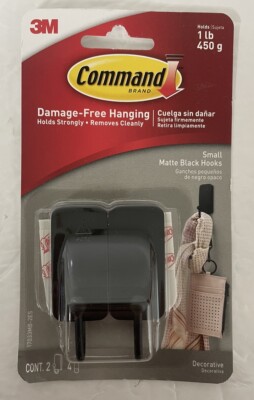 Command Small Matte Black Hooks Holds 1 lb NEW | eBay