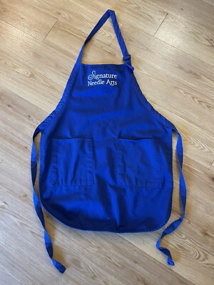 Signature Needle Arts Full Blue Apron Stitched Logo - Used Ships Free ...
