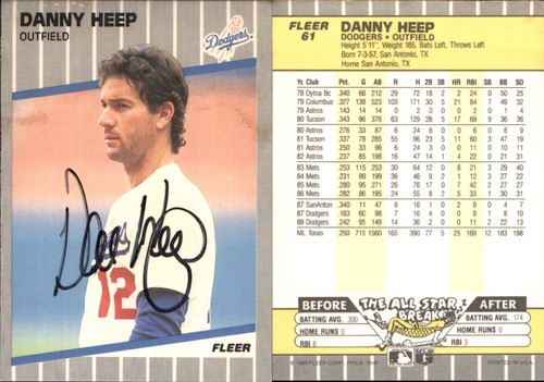 Danny Heep Signed 1989 Fleer #61a Card Los Angeles Dodgers Auto AU | eBay