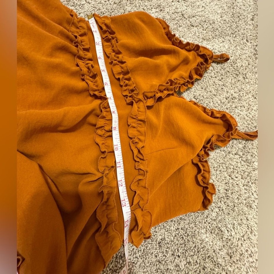 IRIS Rust Orange Ruffle Mini Dress Size M – Boho Flowy Summer | eBay