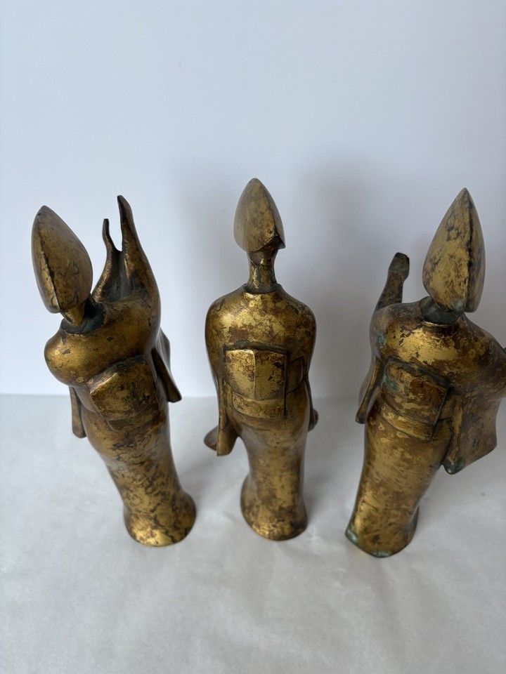 Mid Century Set 3 Gilded Cast Iron Geisha Girls Japanese Kabuki ...